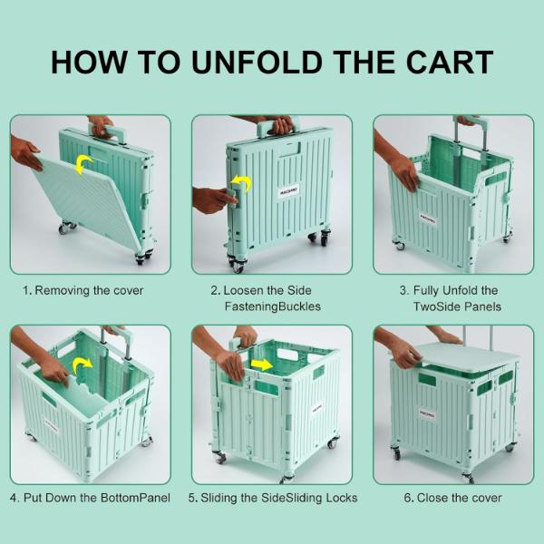 Folding Utility Cart Portable Rolling Crate Handcart Shopping Trolley ...
