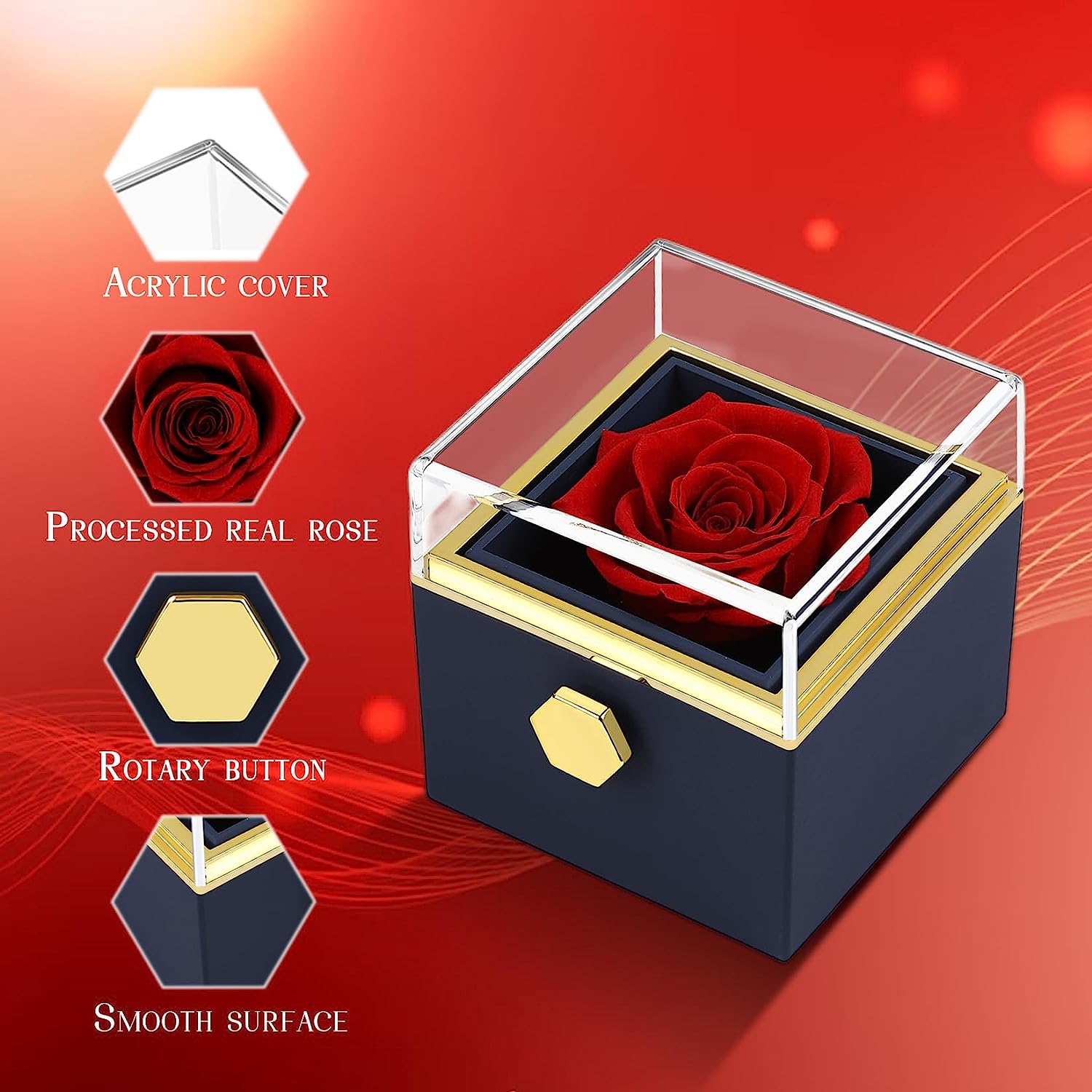 ROSEBOX Rotatable Preserved Rose Jewelry Box – Barkermeow