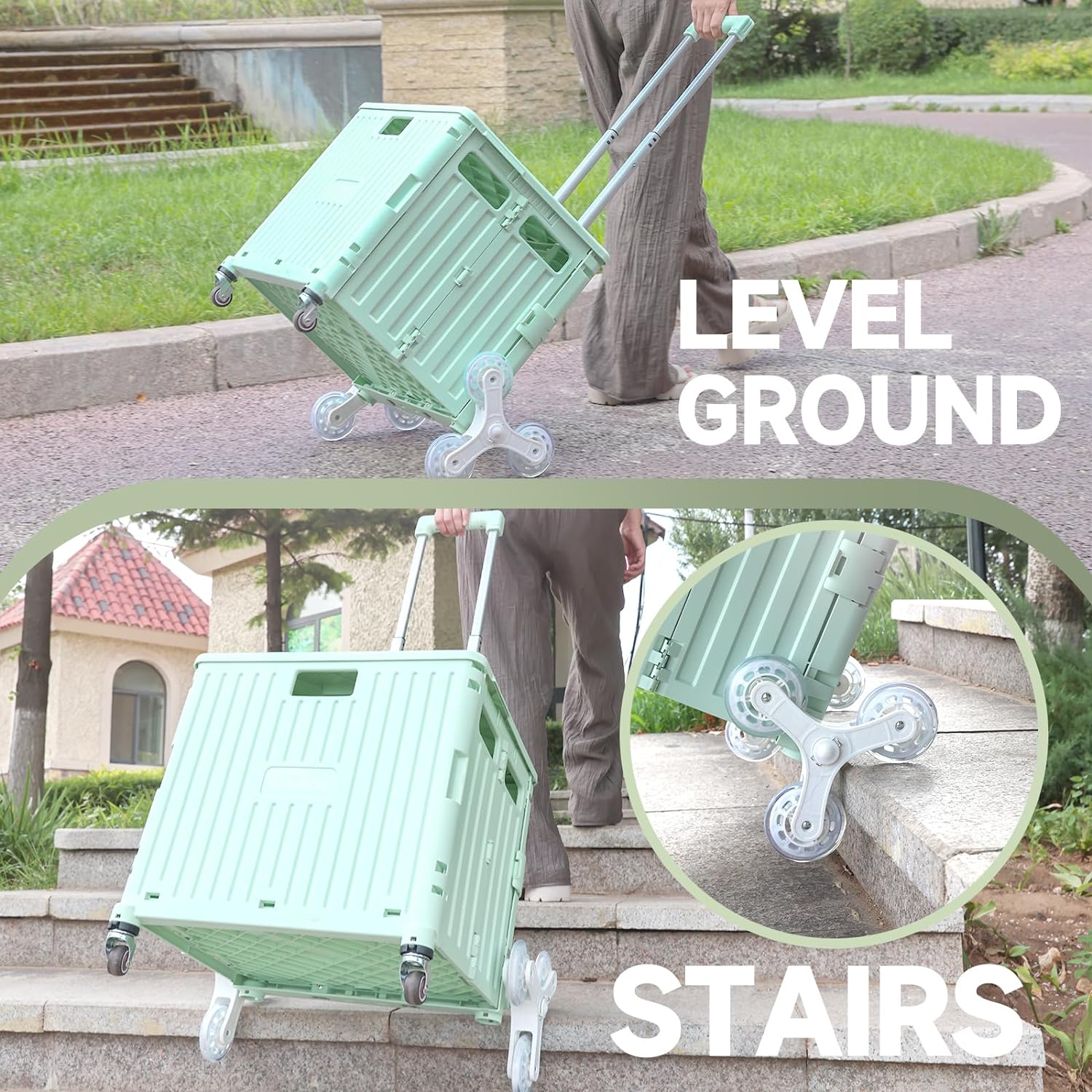 Folding Utility Cart Portable Rolling Crate Handcart Shopping Trolley ...