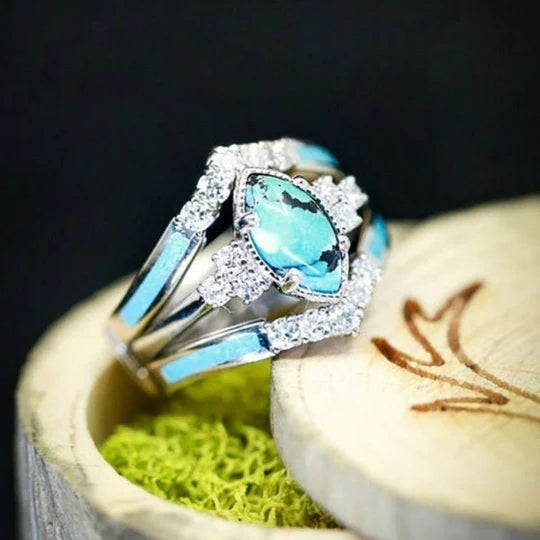 Turquoise Creative 3-Piece Ring – Barkermeow