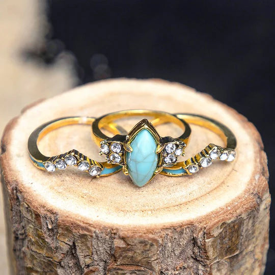 Turquoise Creative 3-Piece Ring – Barkermeow