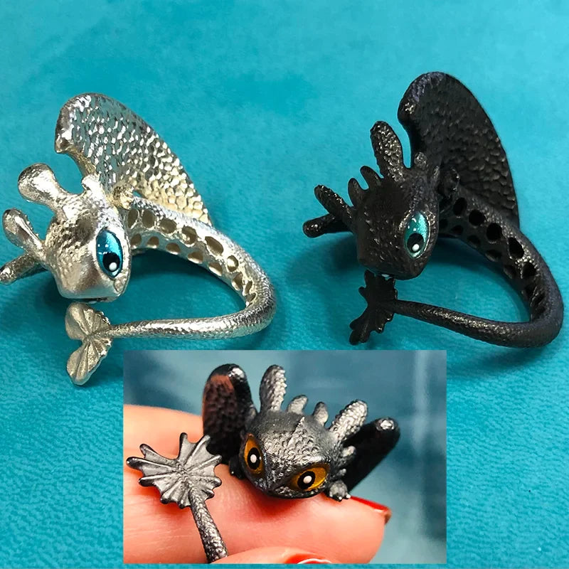 Adjustable Toothless Fantasy Dragon Couple Rings – Barkermeow